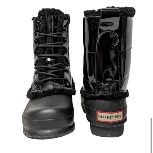 Hunter | Shoes | Hunter Patent Leather Shearling Lined Rain Snow Boots ...